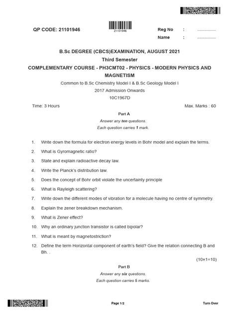 Qp Code 21101946 Reg No Name Pdf