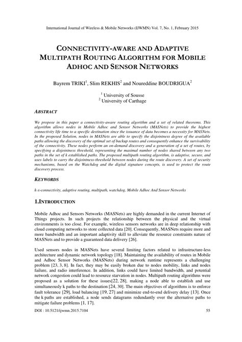 Pdf Connectivity Aware And Adaptive Multipath Routing Algorithm For