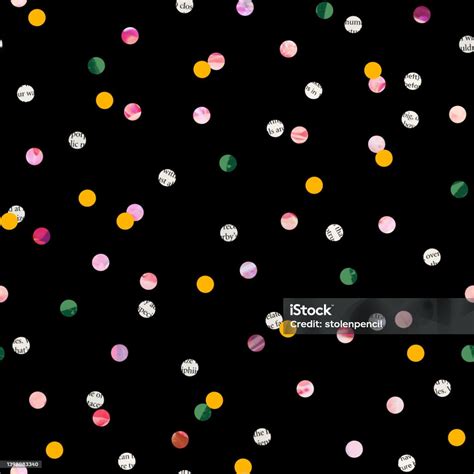 블랙 배경에 화려한 색종이 콜라주 패턴 일러스트 레이 션 색종이 조각에 대한 스톡 벡터 아트 및 기타 이미지 색종이 조각 팝 아트 검은색 Istock