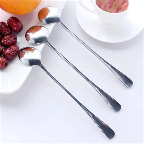 Badu Bg Лъжица за кафе и чай с дълга дръжка от неръждаема стомана Проста лъжица за разбъркване