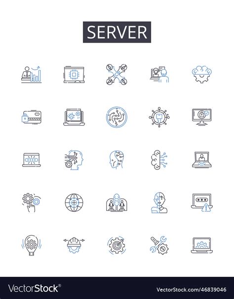 Server Line Icons Collection Retailer Royalty Free Vector