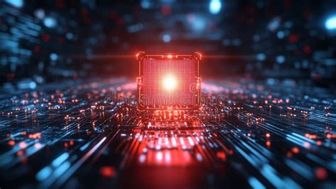 Illuminated Cpu A Glimpse Into The Heart Of Modern Computing Technology Cpu Emanating Red Light