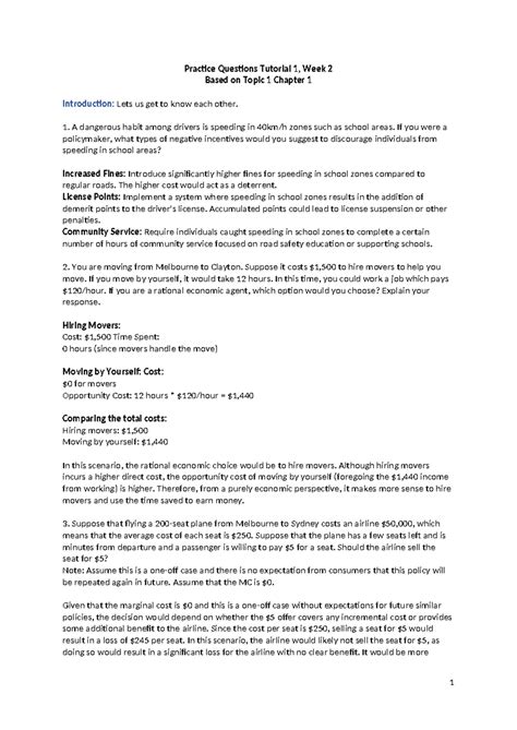 Topic 1 Chapter 1 Practice Questions Week 2 Tutorial Practice Questions Tutorial 1 Week 2