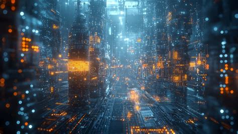 Futuristic Digital Data Network With Cyberpunk Aesthetic Stock Image Image Of Computing