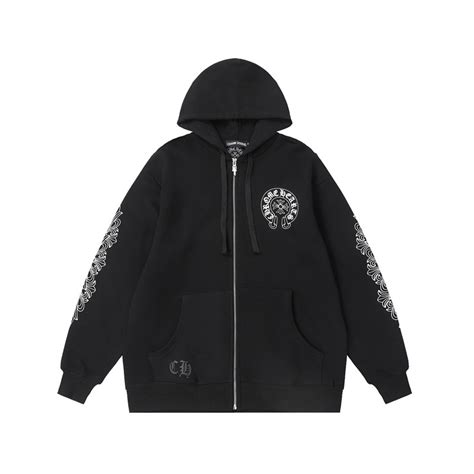 크롬하츠 Chrome Hearts 플라워 암 호스슈 긴팔 지퍼 후디 블랙 남여 공용 위핑