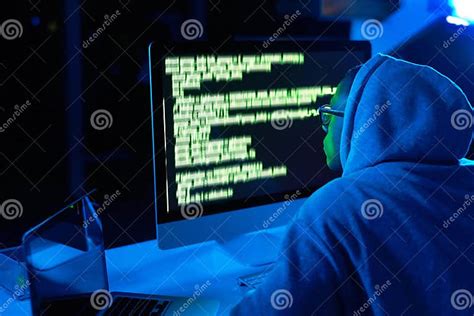 Code Man Or Hacker With Computer Or Screen For Cybercrime Malware Or
