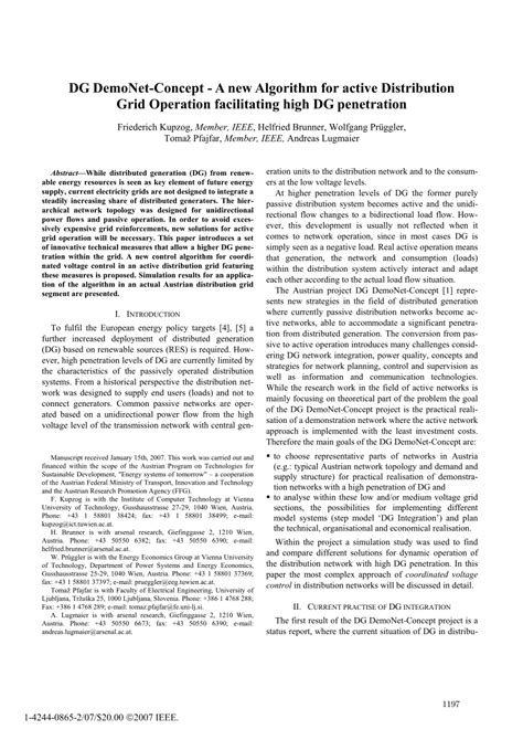 Pdf Dg Demonet Concept A New Algorithm For Active Distribution Grid