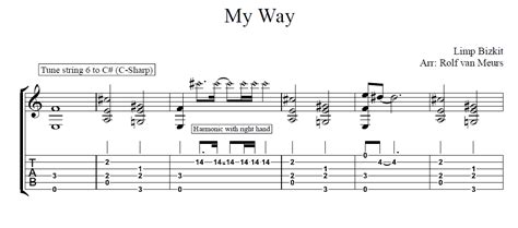Limp Bizkit My Way Fingerstyle Guitar Tab Tabtreasures