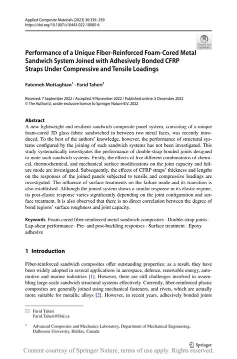 Performance Of A Unique Fiber Reinforced Foam Cored Metal Sandwich System Joined With Adhesively