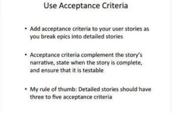User Story Acceptance Criteria Rule Of Thumb Business Analyst Scrum Project Management