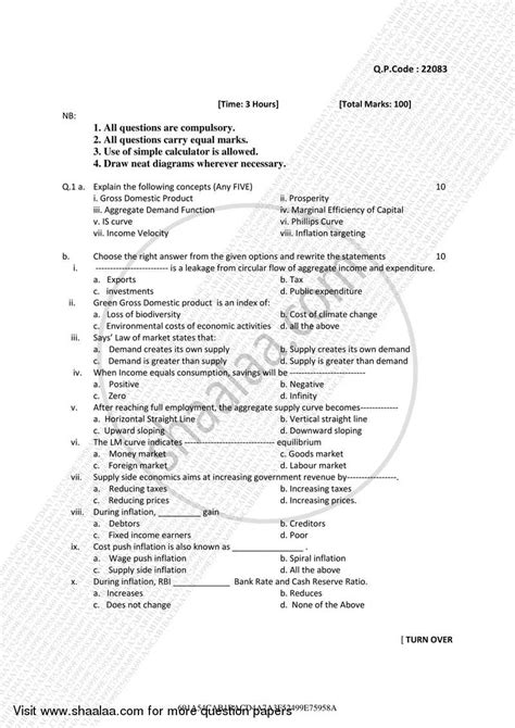 Question Paper B Com General Semester SYBcom Business Economics With PDF