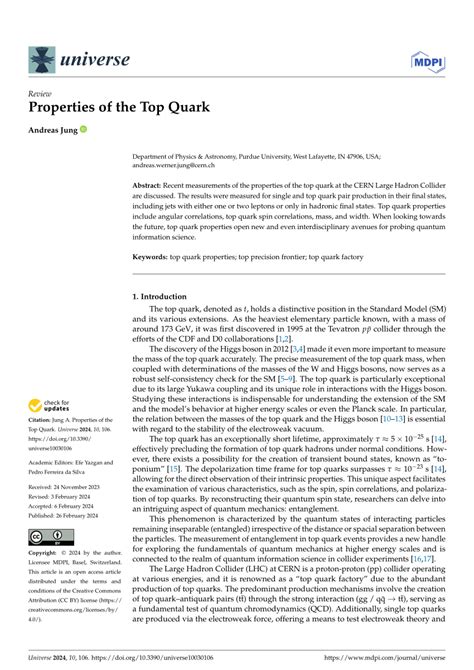 Pdf Properties Of The Top Quark