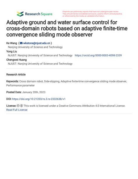 Pdf Adaptive Ground And Water Surface Control For Cross Domain Robots Based On Adaptive Finite
