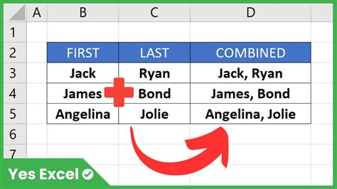 Combine First Name And Last Name In Excel Youtube