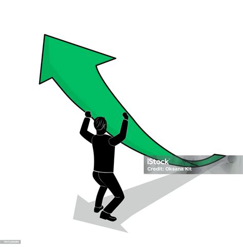 인간은 수익성의 화살을 들어올린다 포커스 개념 그래프가 상승합니다 벡터 일러스트레이션을 참조하십시오 가격에 대한 스톡 벡터 아트 및 기타 이미지 Istock