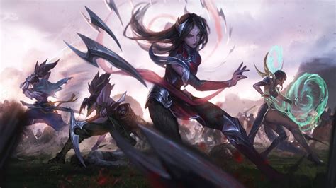 Girl With Weapon Akali Irelia Painting War Looking At Viewer