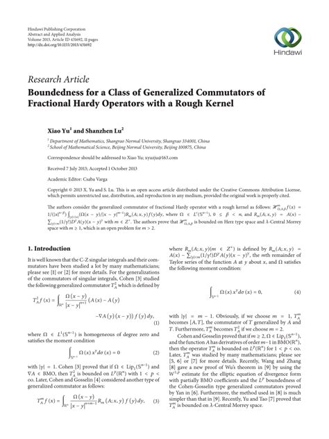 Pdf Boundedness For A Class Of Generalized Commutators Of Fractional