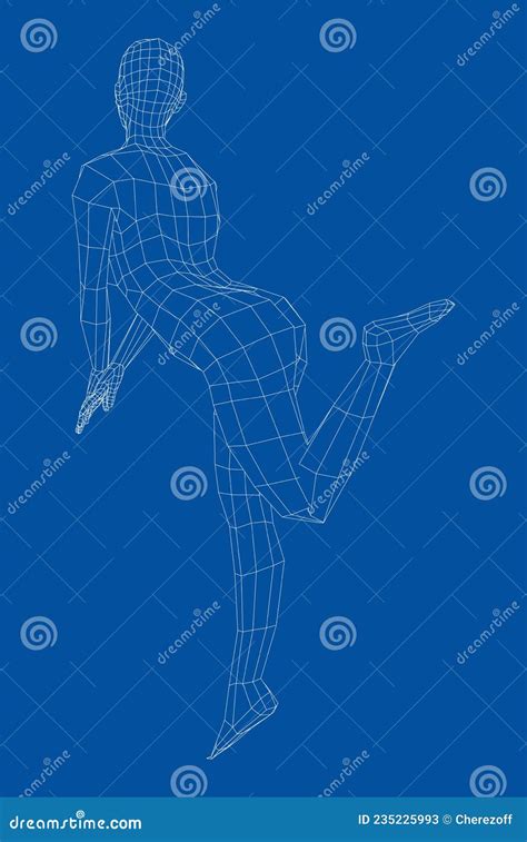 Wireframe Girl Posing In A Pose Stock Illustration Illustration Of Legs Love