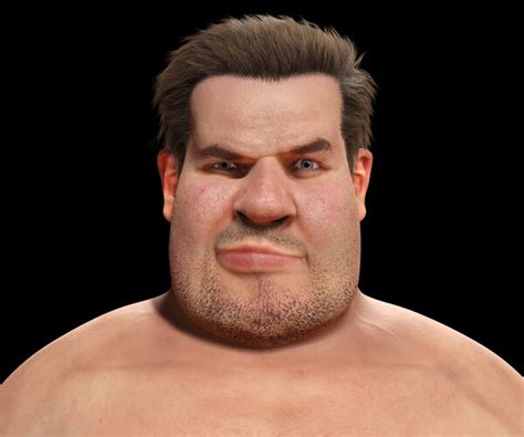 Artstation Realistic Fat Man Naked Character Game Assets