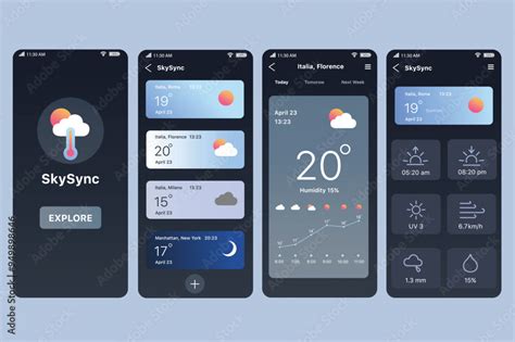 Weather App Concept In Flat Design Skysync User Interface Design