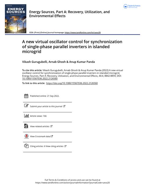 A New Virtual Oscillator Control For Synchronization Of Single Phase Parallel Inverters In