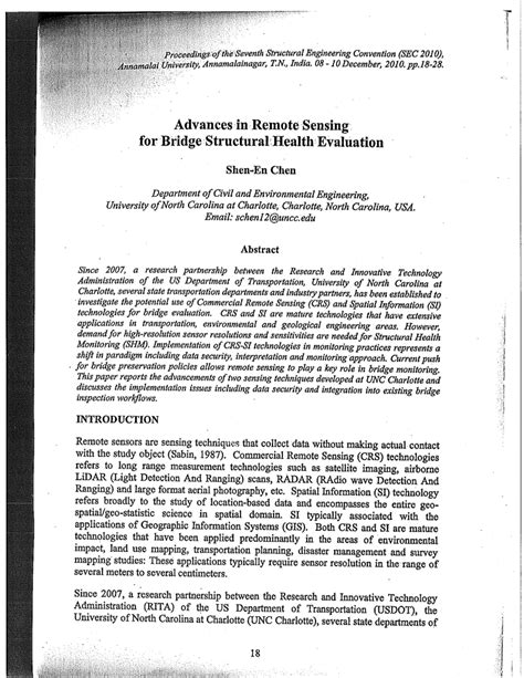 PDF Advances In Remote Sensing For Bridge Structural Health Monitoring