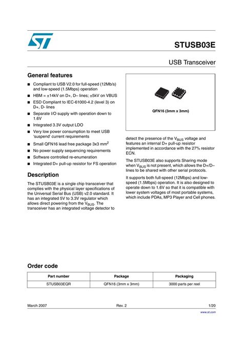 Datasheet Pdf STMicroelectronics