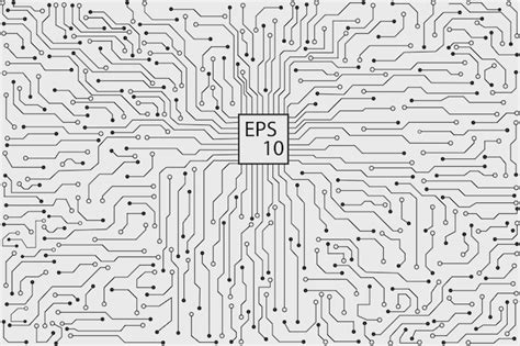 추상 미래 회로 기판 그림 또는 하이테크 기술 배경 질감 프리미엄 벡터