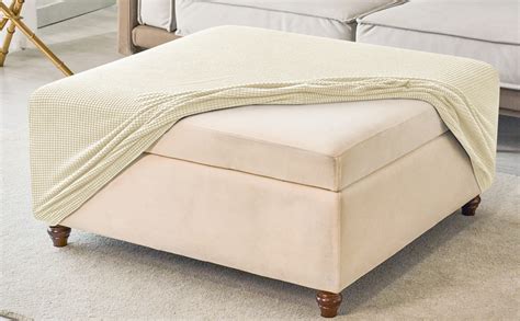 Anwuchen Ottoman Cover Stretch Knitted Jacquard Square