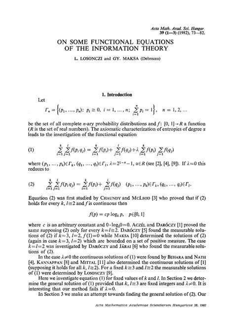 Pdf On Some Functional Equations Of The Information Theory