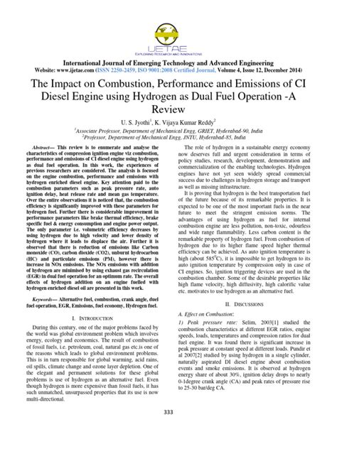 The Impact On Combustion Performance And Emissions Of Ci Diesel Engine