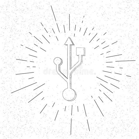 Hand Drawn Symbol Of Usb Doodle Vector Hatch Icon Stock Vector Illustration Of Draw Symbol