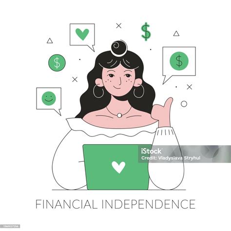 재정적 독립성 어린 소녀 노트북과 함께 앉아 여자 온라인 원격 작업 돈을 벌수 있습니다 성공적인 프리랜서 흰색 배경에서 격리된 벡터 그림입니다 귀여운 현대 디자인 경제적