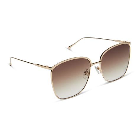 Vittoria Square Sunglasses Gold And Brown Gradient Diff Eyewear