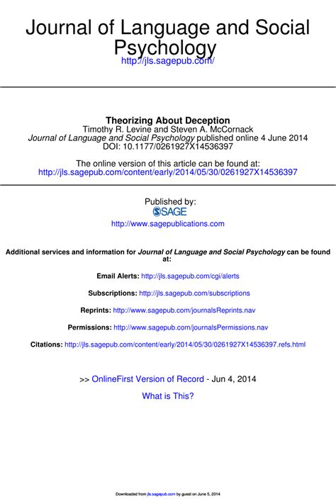 PDF Theorizing About Deception