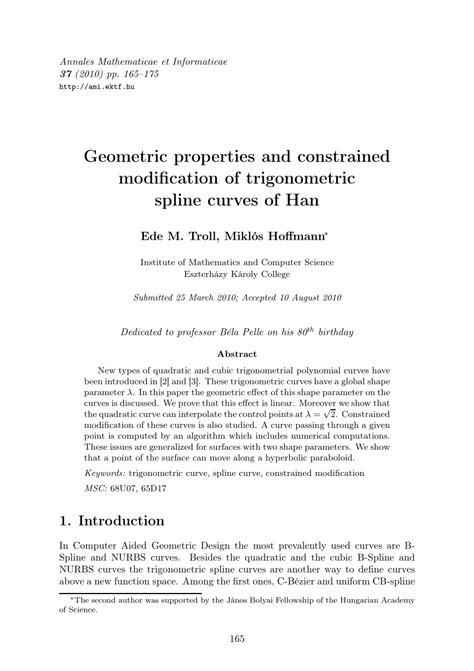 Pdf Geometric Properties And Constrained Modification Of Trigonometric Spline Curves Of Han