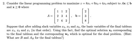 Solved Consider The Linear Programming Problem To ﻿maximize