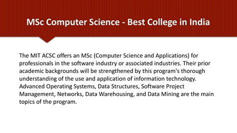 ppt top msc computer science colleges in india powerpoint presentation id 11731407
