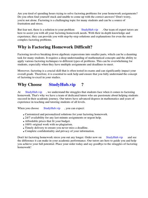 Factoring Homework Answers Pdf Factorization Polynomial