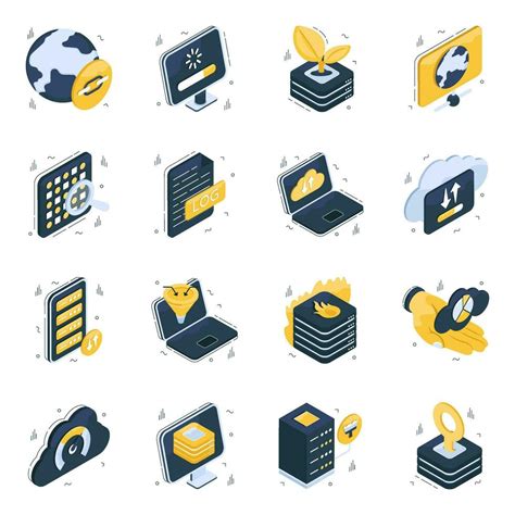 Pack Of Database Isometric Icons 36886698 Vector Art At Vecteezy