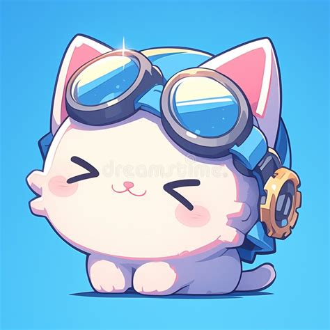 A Cute Cat Software Engineer Cartoon Style Stock Vector Illustration