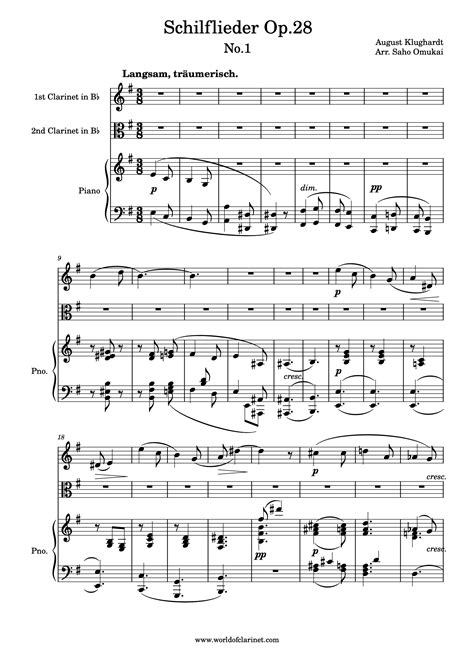 2 Clarinets And Piano World Of Clarinet