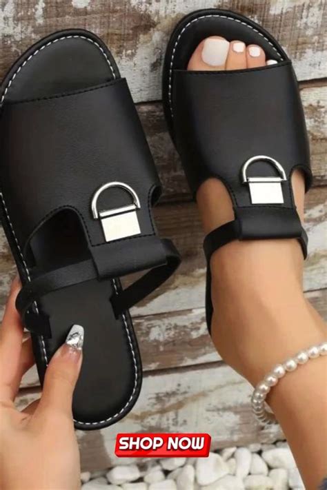 Womens Flat Slide Sandals Fashionable Open Round Toe Non Slip Slides Shoes Outdoor Beach