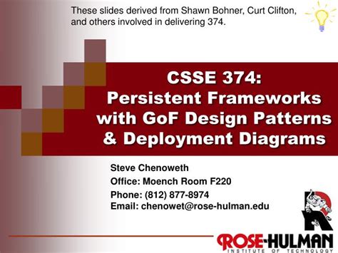 Ppt Csse 374 Persistent Frameworks With Gof Design Patterns And Deployment Diagrams Powerpoint