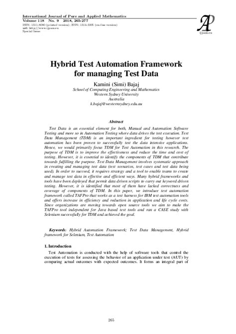 Pdf Hybrid Test Automation Framework For Managing Test Data Simi