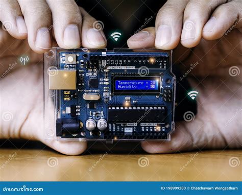 Arduino Control Broad Element Photo With Infographic Details Stock Image
