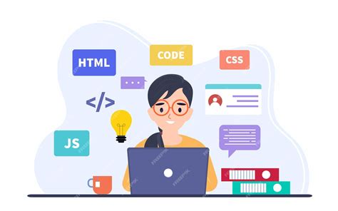 Premium Vector Web Development Coding And Programming On Laptop