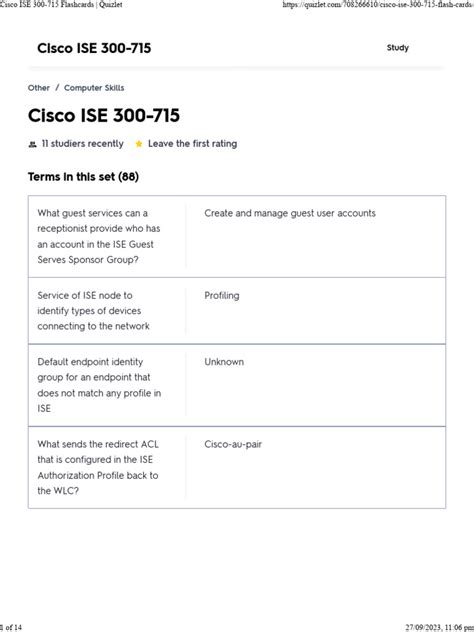Cisco Ise 300 715 Flashcards Quizlet 88 Pdf Radius Computer Network