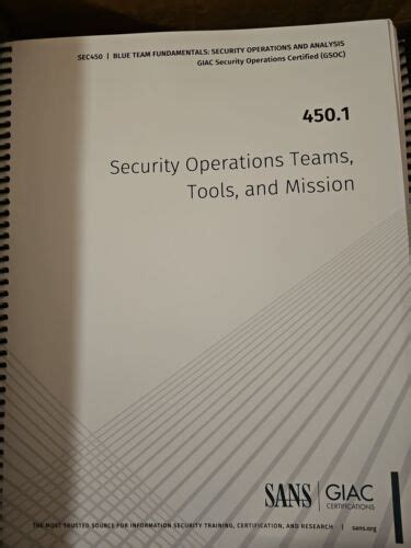 Sans Sec450 2024 Blue Team Fundamentals Giac Security Operations Certified Gsoc Ebay