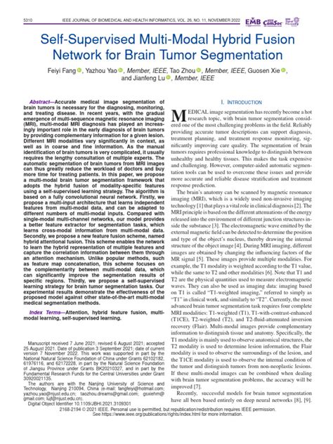 Self Supervised Multi Modal Hybrid Fusion Network For Brain Tumor Segmentation Pdf Medical